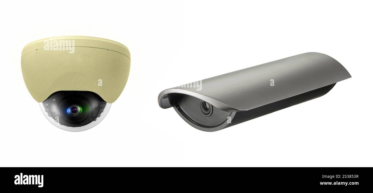 Secure ceiling type digital camera isolated on white background. Secure ...