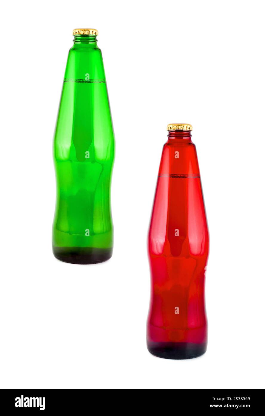two different bottles isolated on white background. two different ...