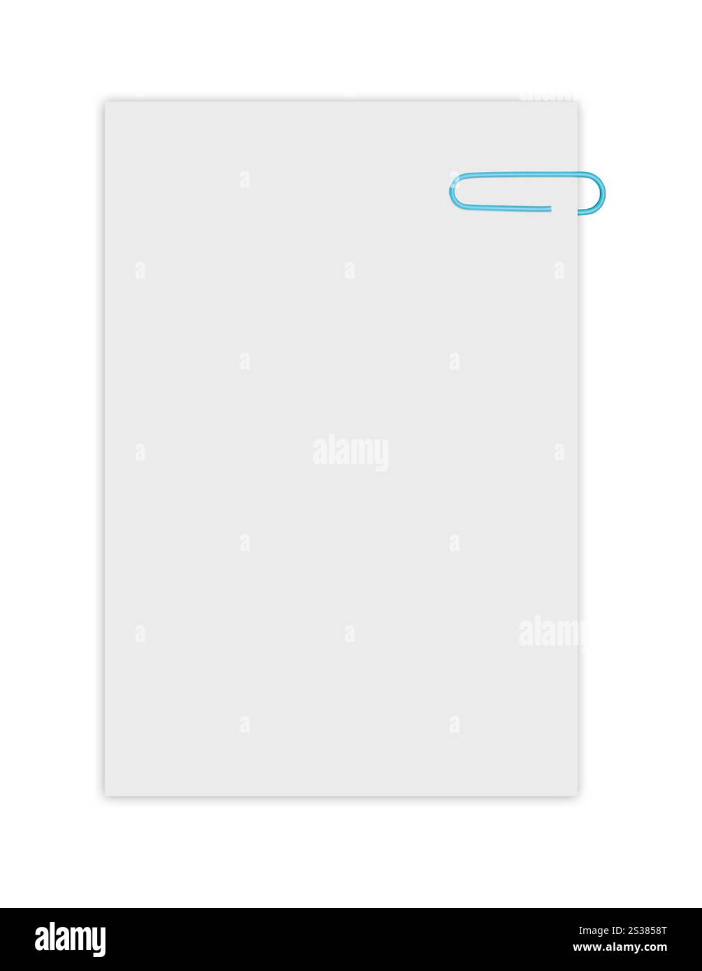 Empty sheet with paperclip isolated on white background. Empty sheet ...