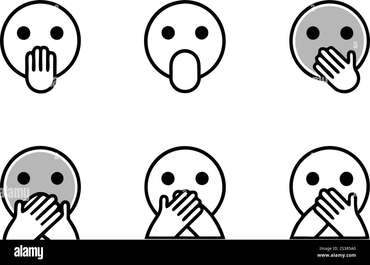 Minimalist line art icon set of emojis showing expressions like ...