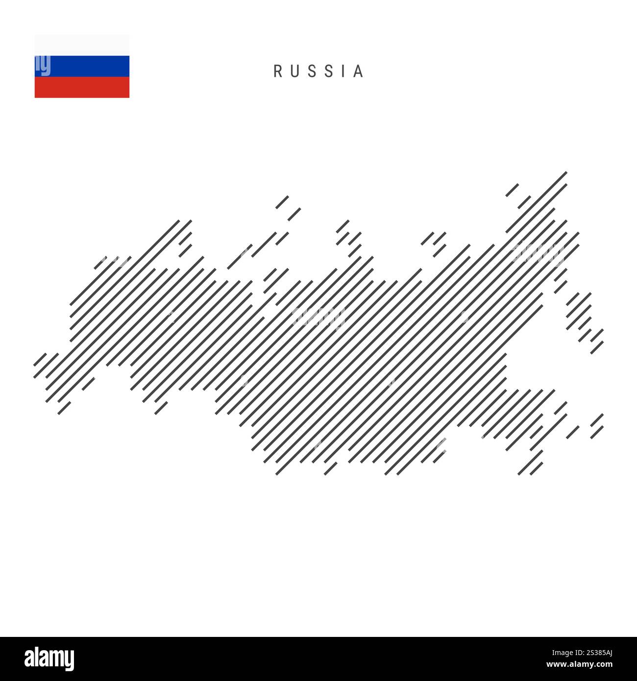 Russia map from pattern of black slanted parallel lines. Flat vector ...