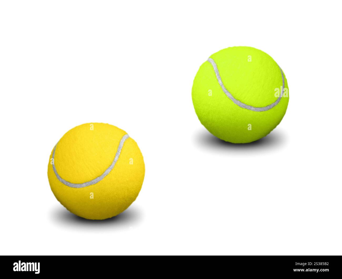 Yellow and green tennis balls isolated on white. Yellow and green ...