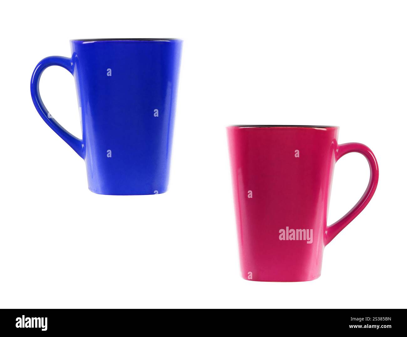 Red and blue mugs isolated on white background. Red and blue mugs Stock ...