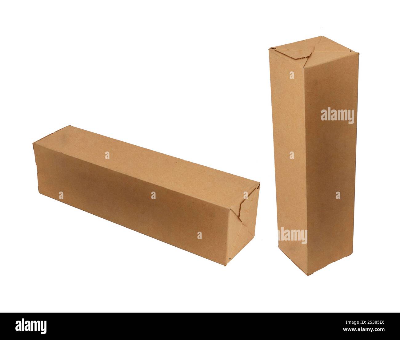 Long carton boxes isolated on white. Long carton boxes Stock Photo - Alamy