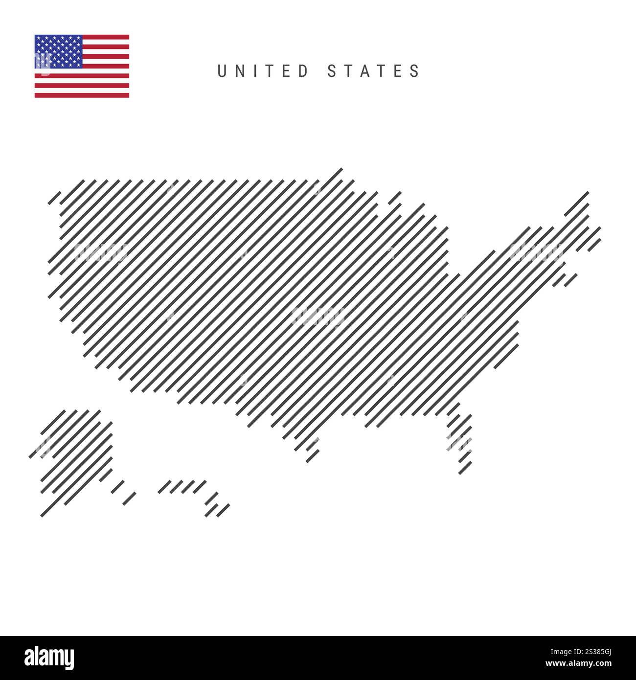 United States map from pattern of black slanted parallel lines. Flat ...