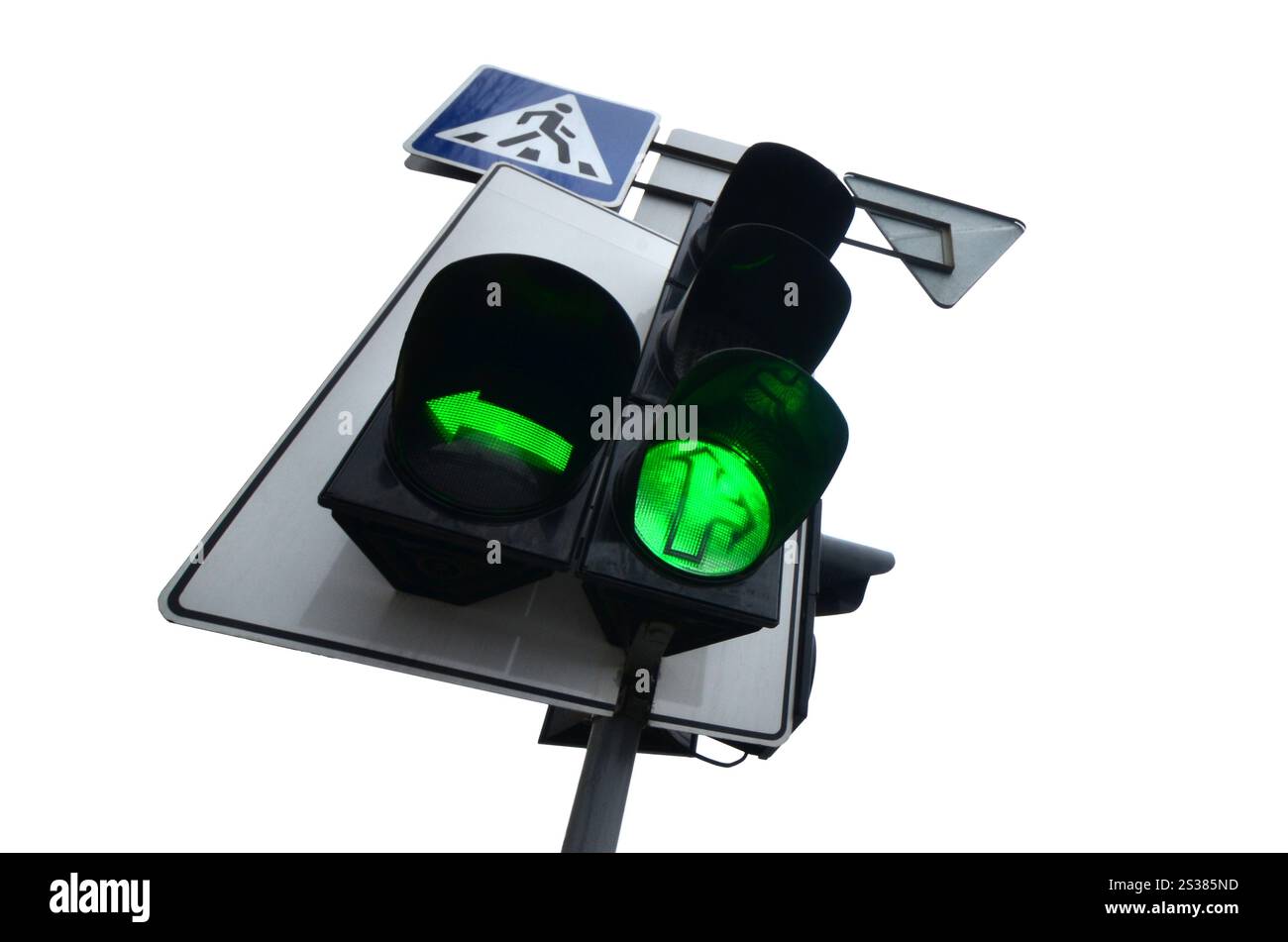 Traffic lights with the green light lit isolated on white. Optical ...