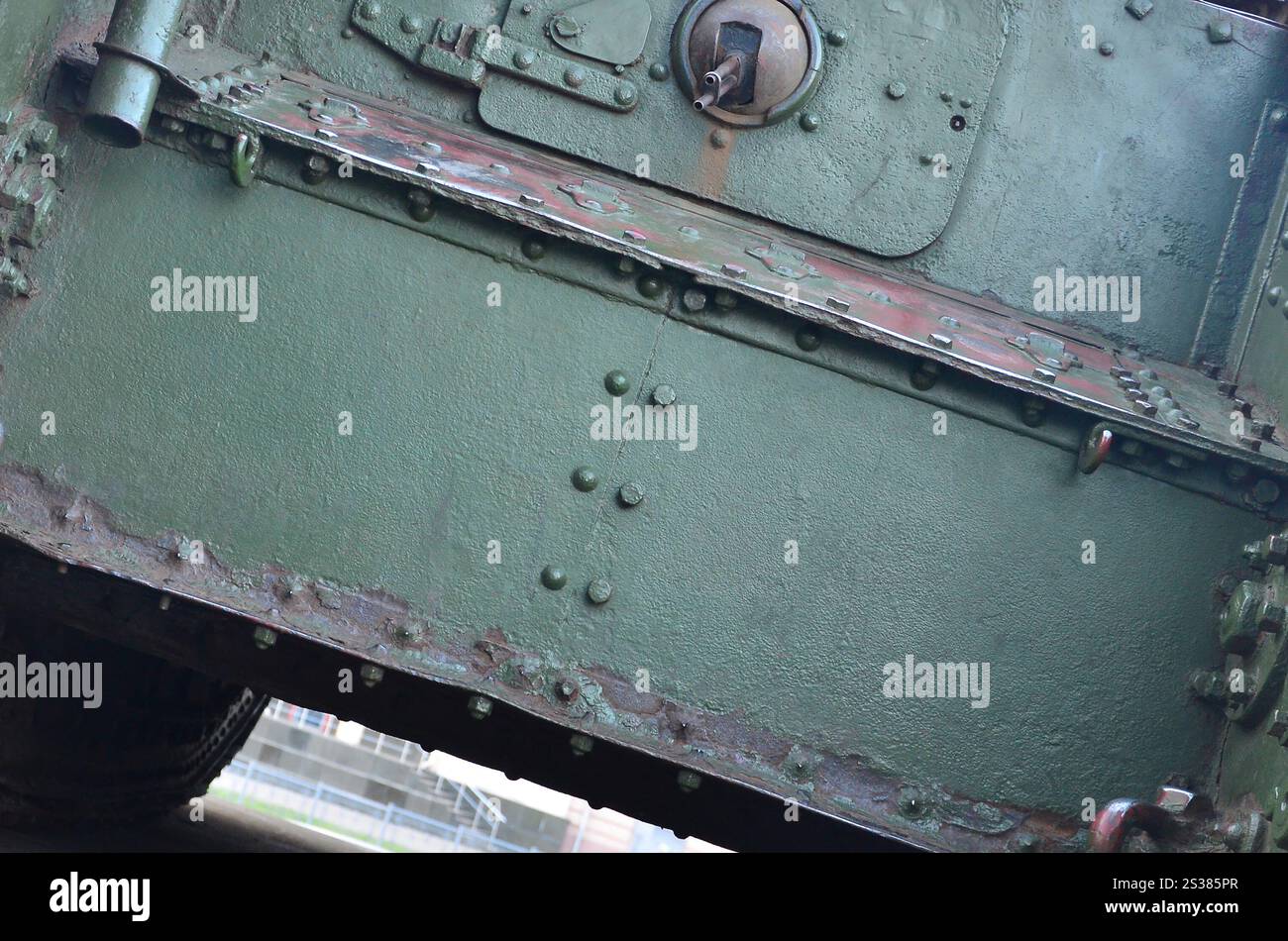 Texture of tank side wall, made of metal and reinforced with a ...