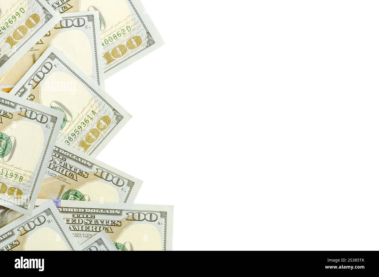 A border of American money isolated on white with copy space. Money ...