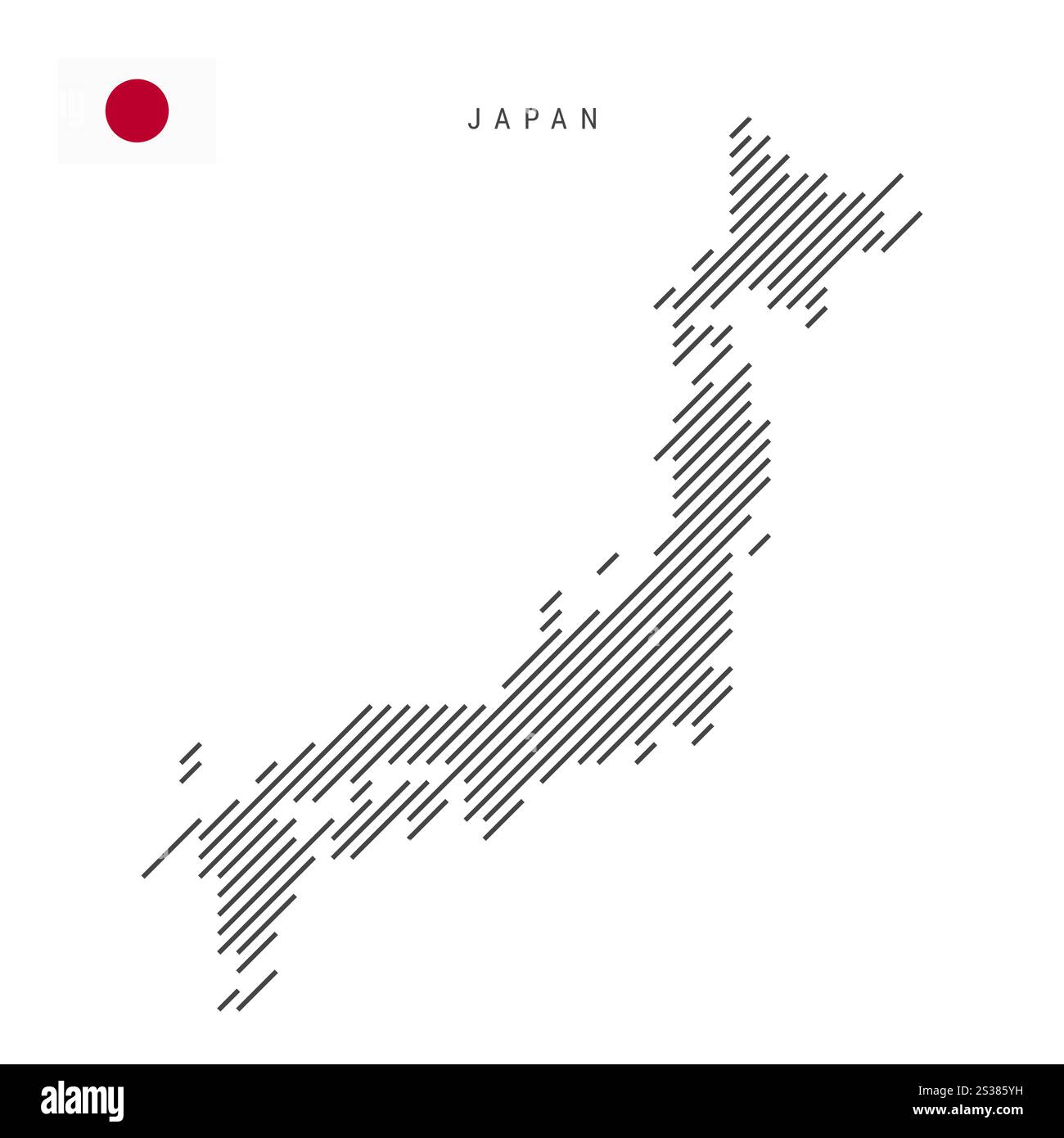 Japan map from pattern of black slanted parallel lines. Flat vector ...