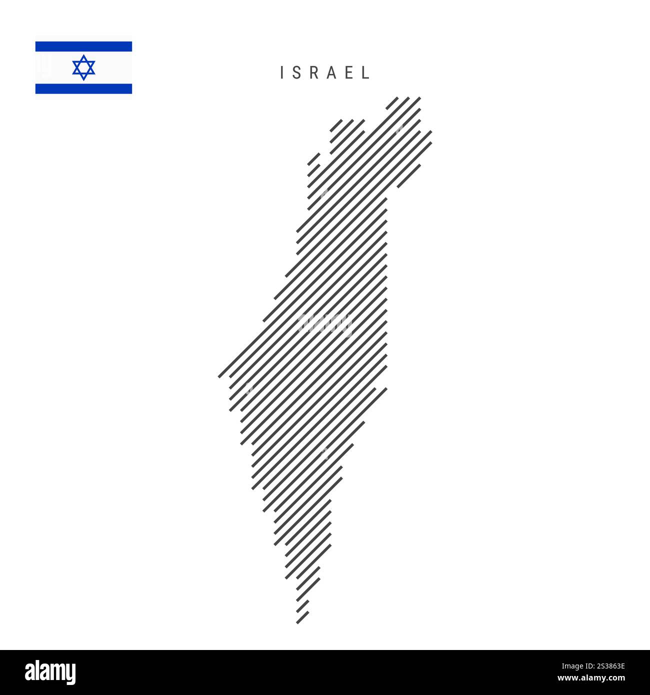 Israel map from pattern of black slanted parallel lines. Flat vector ...