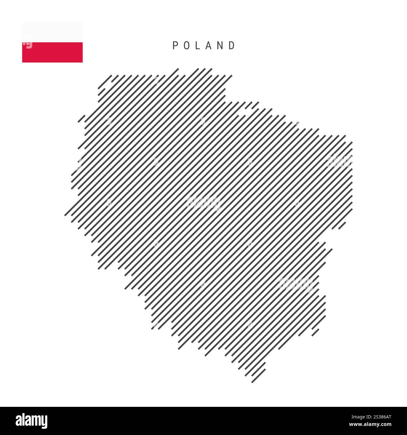 Poland map from pattern of black slanted parallel lines. Flat vector ...