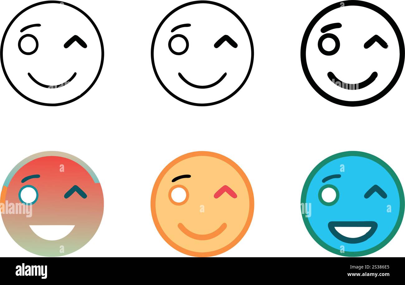 Collection of winking face emoji designs in various styles and ...