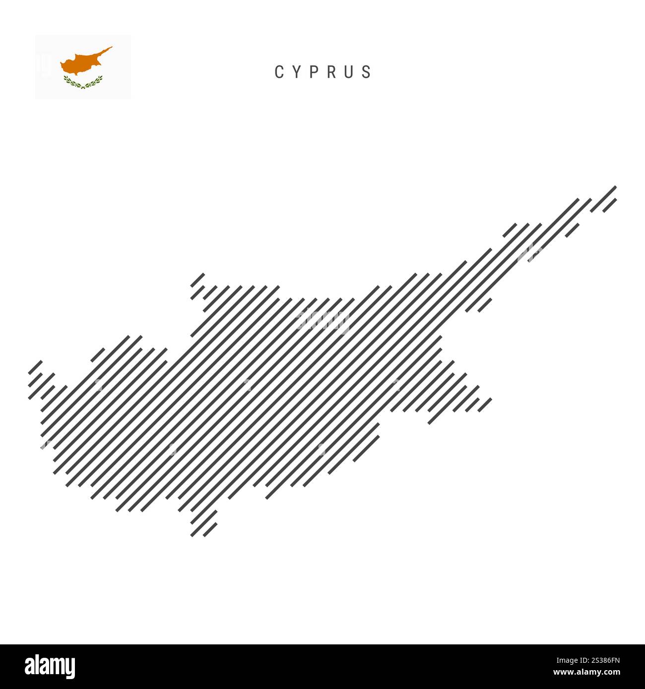 Cyprus map from pattern of black slanted parallel lines. Flat vector ...