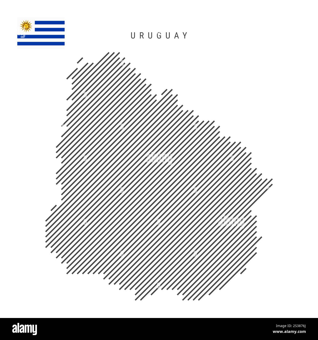 Uruguay map from pattern of black slanted parallel lines. Flat vector ...