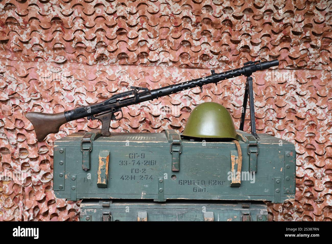 Soviet army ammunition stack of green crates with russian names of ammo ... Soviet army ammunition stack of green crates with russian names of ammo ...