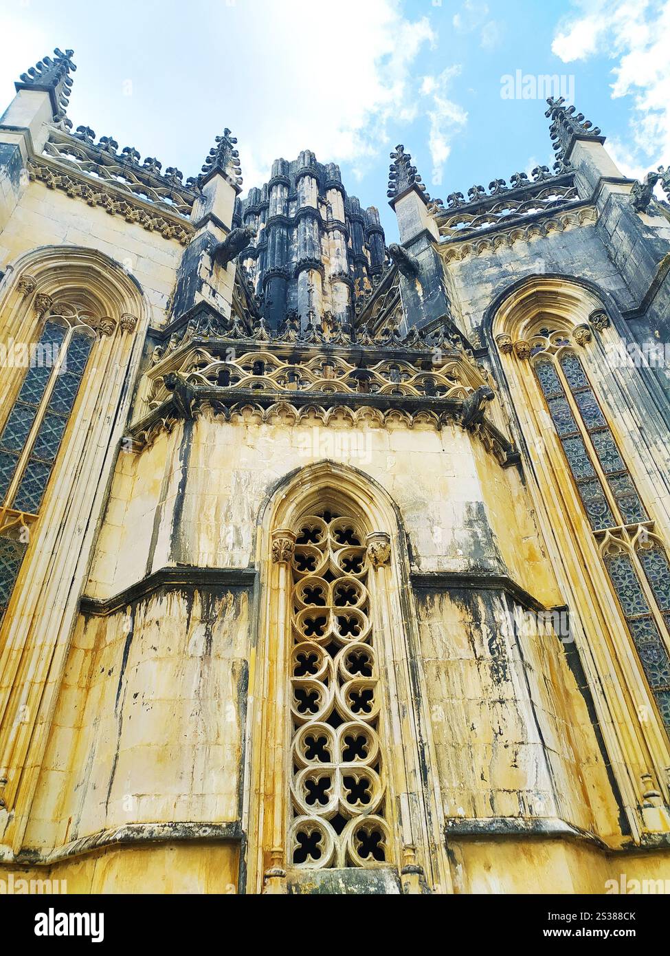 Gothic architecture, external walls of the ancient monastery close up detailed photo. Gothic ...