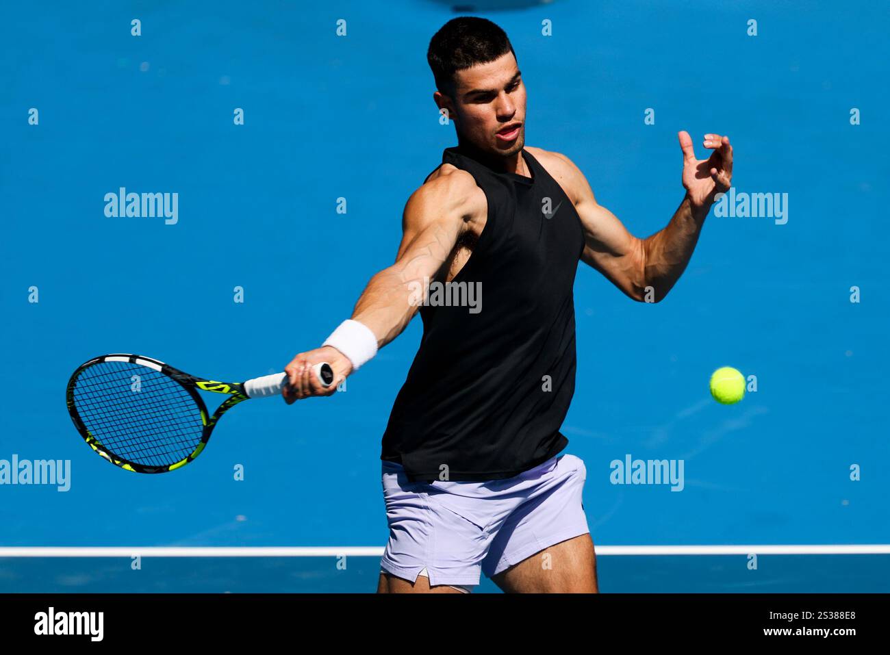 January 9, 2025: MELBOURNE, AUSTRALIA - JANUARY 09: Carlos Alcarez of ...