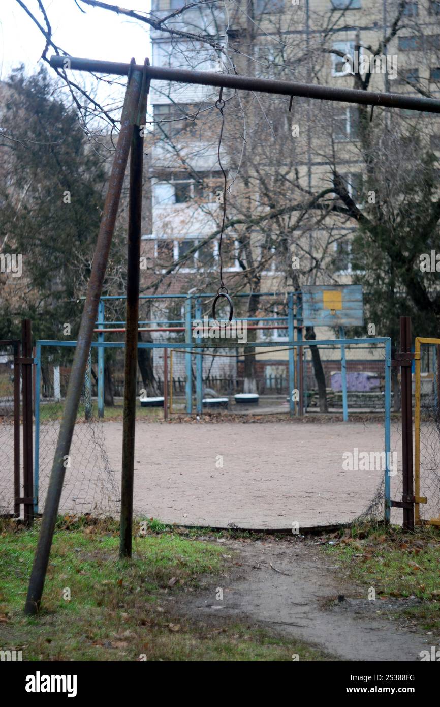 USSR, post-Soviet urban landscape, poverty and devastation. Depression ...