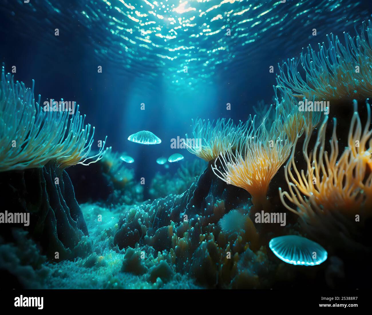 Undersea world. Landscape underwater in the sea or ocean. Beauty marine ...