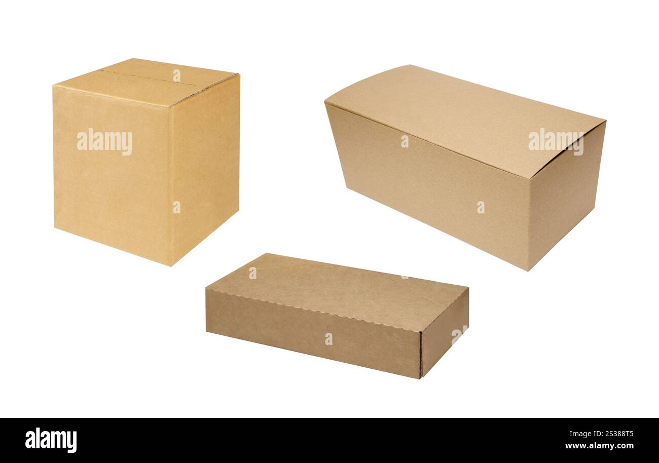 cardboard boxes on white background. cardboard boxes Stock Photo - Alamy