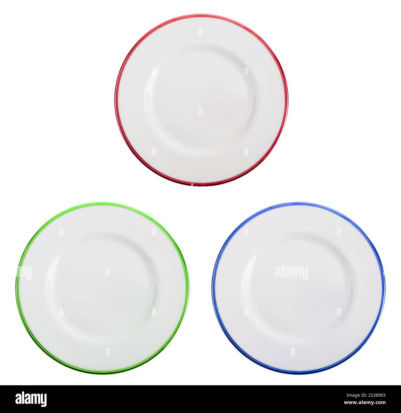 set different empty plates isolated on white background. set different ...