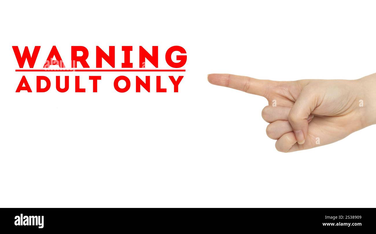 Open hand raised, Adults Only sign painted, multi purpose concept ...