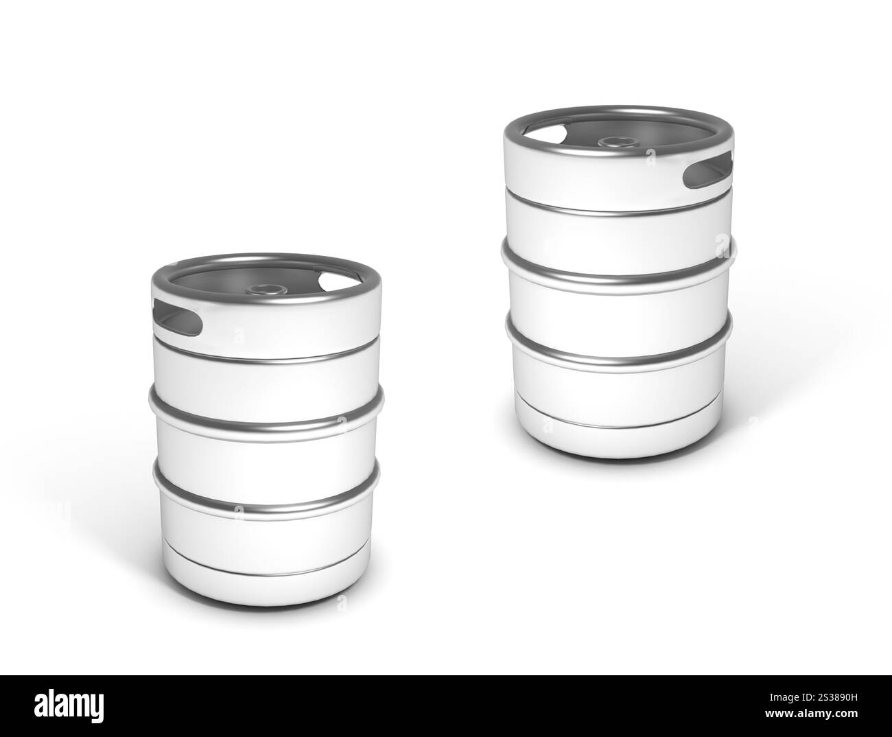 Beer kegs isolated on white background 3d render. Beer kegs isolated ...
