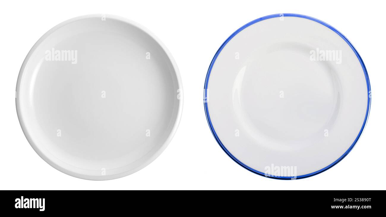White empty plates isolated on white background. White empty plates ...