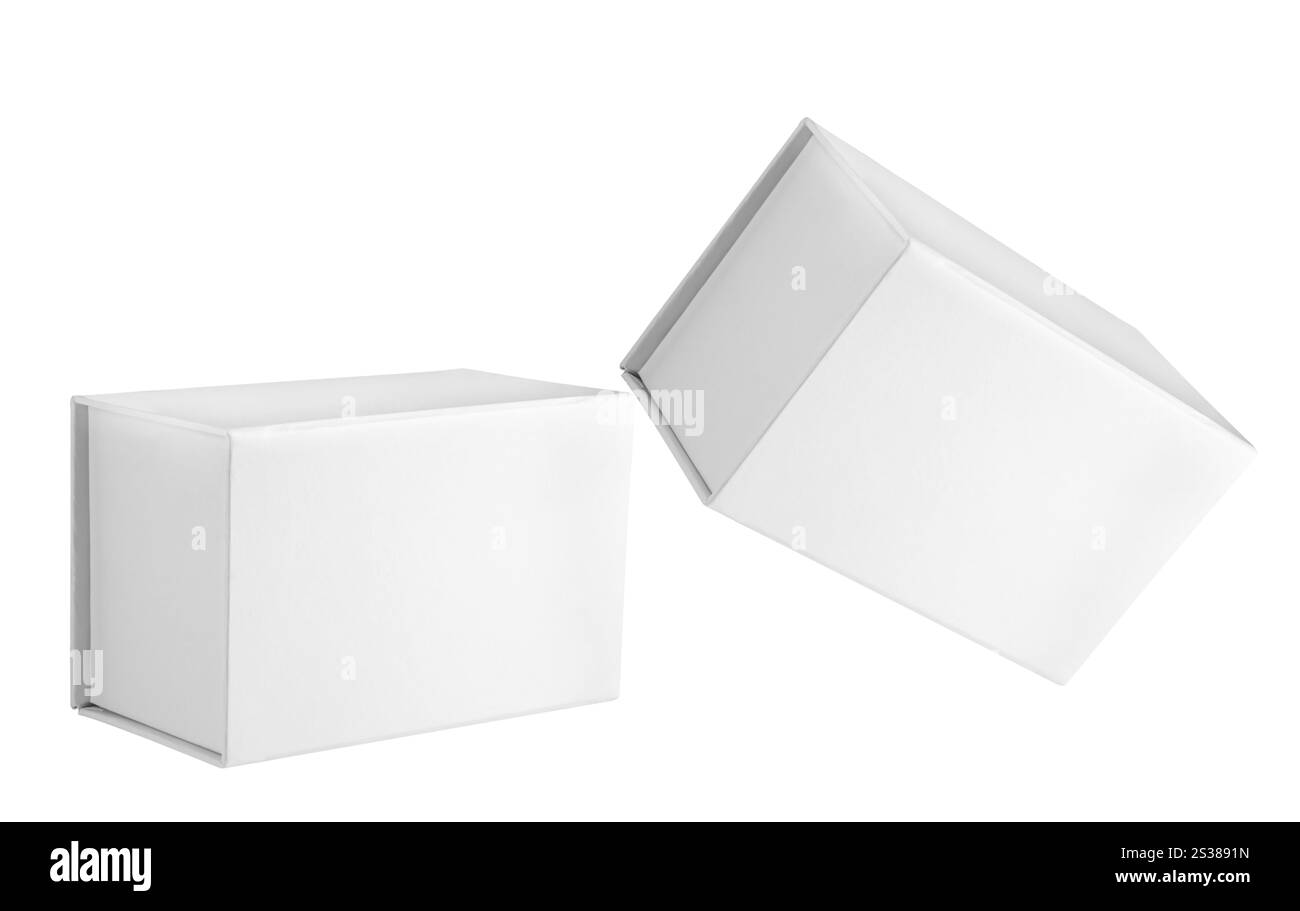 White cardboard boxes front view isolated on white background. White ...