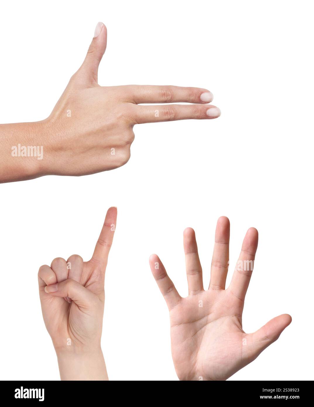 female hand makes different hand gestures Stock Photo - Alamy