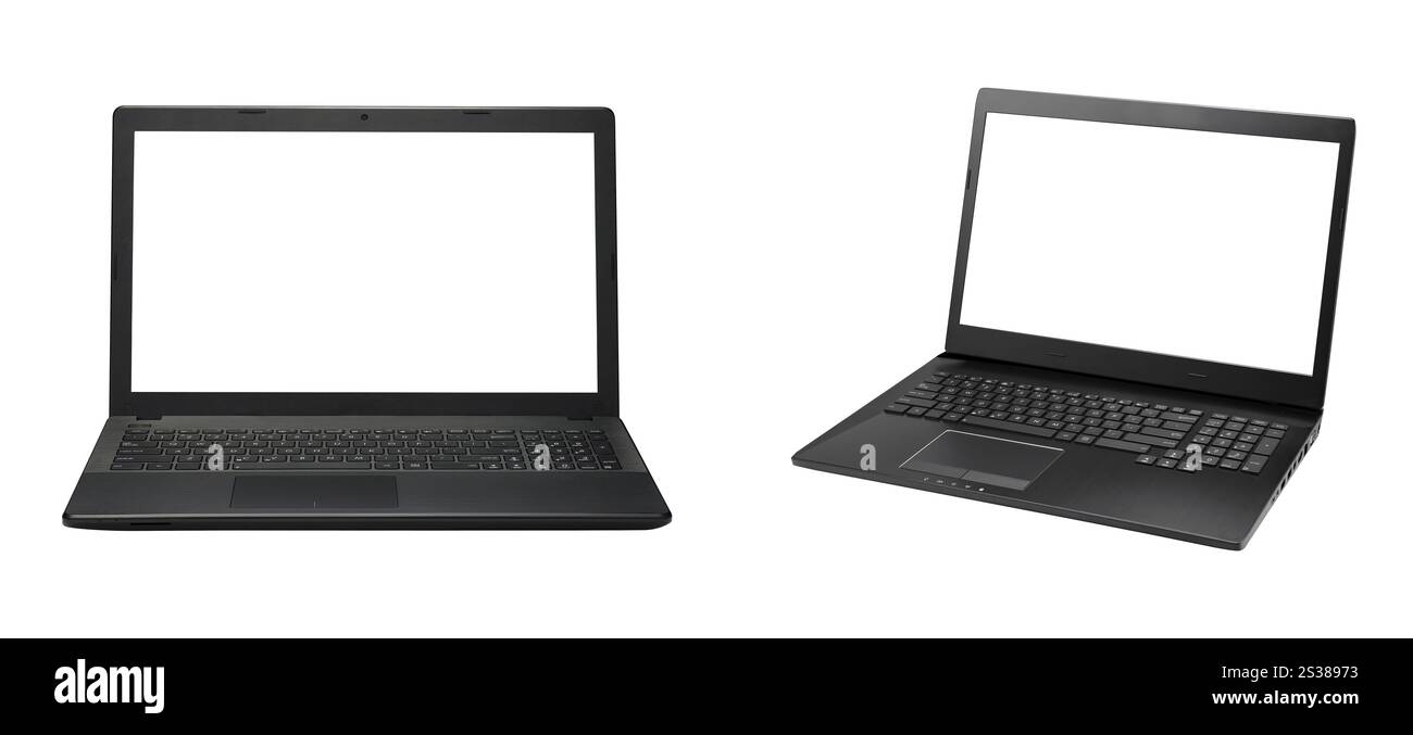 Laptops with blank white screen. Isolated on white background. Laptops ...