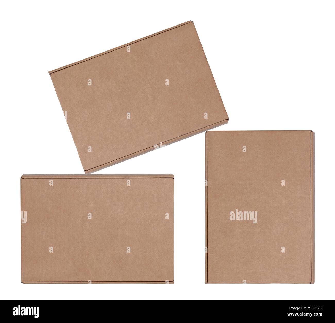 Cardboard boxes front side with isolated on white. Cardboard boxes ...