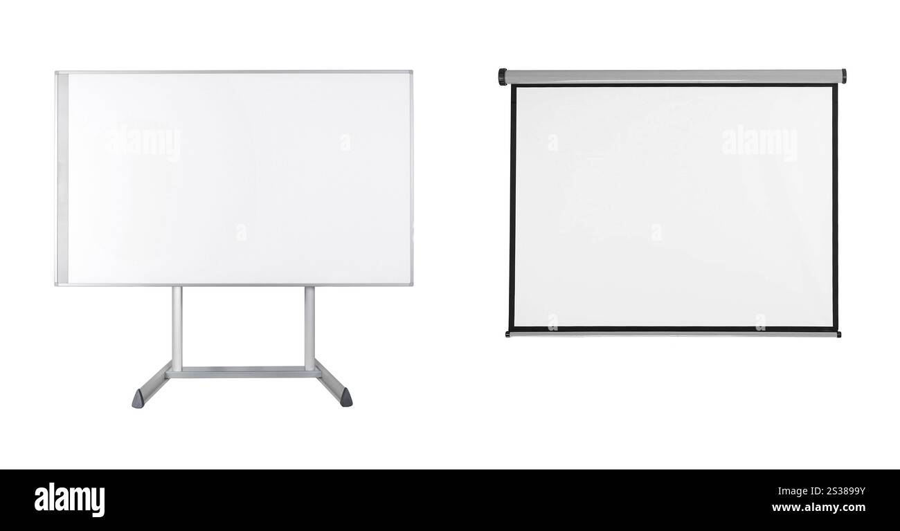 Whiteboards isolated on white background. Whiteboards Stock Photo - Alamy