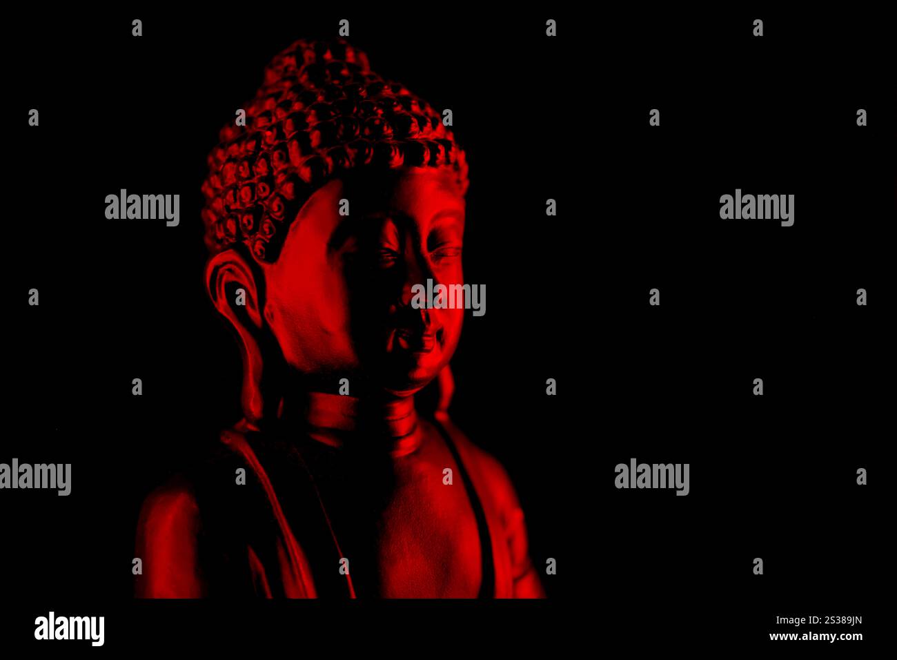 Buddha Purnima and Vesak day concept, Red Buddha statue with low key ...