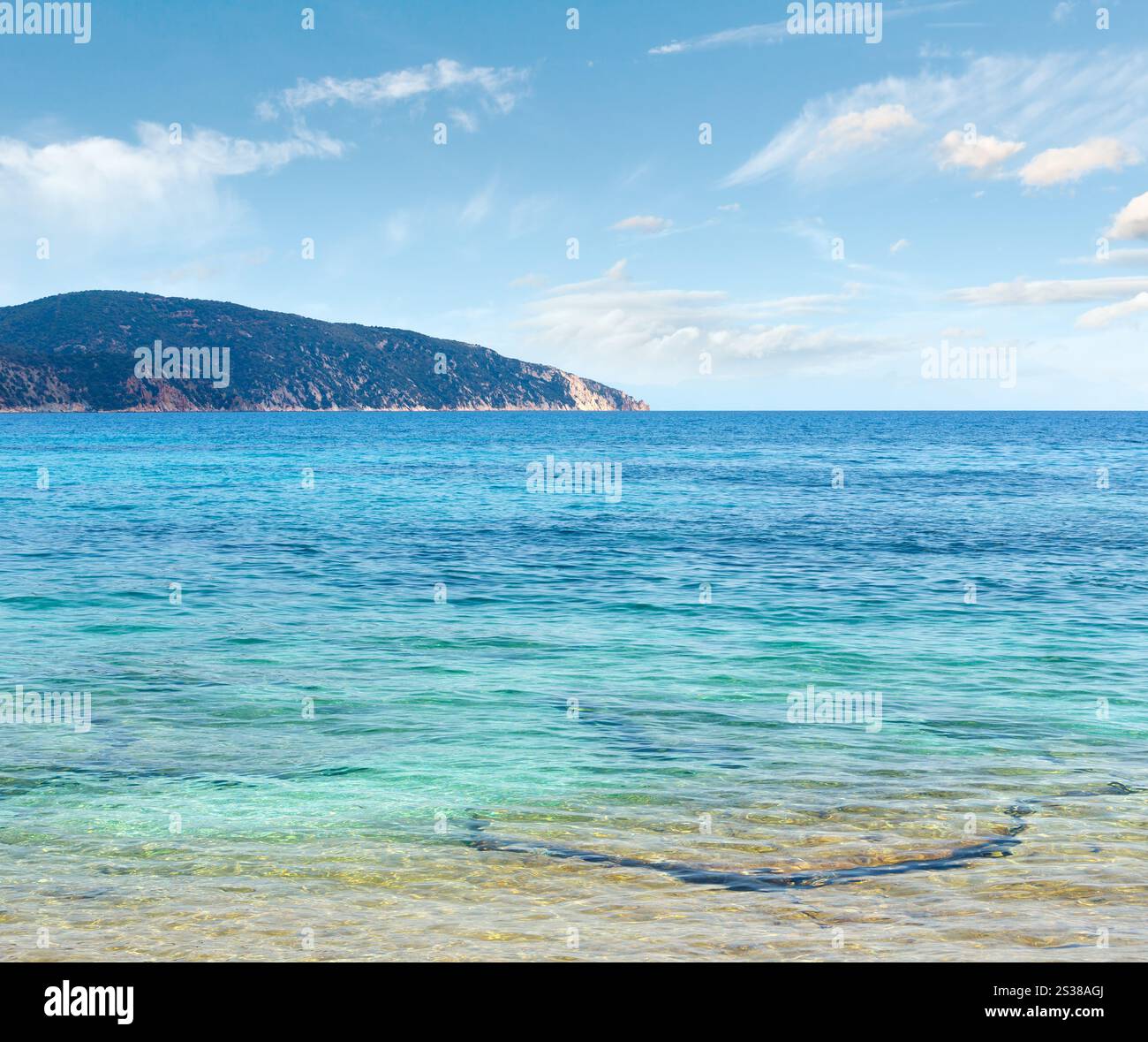 Summer Aegean sea scenery with clear water, view from beach (Sithonia ...