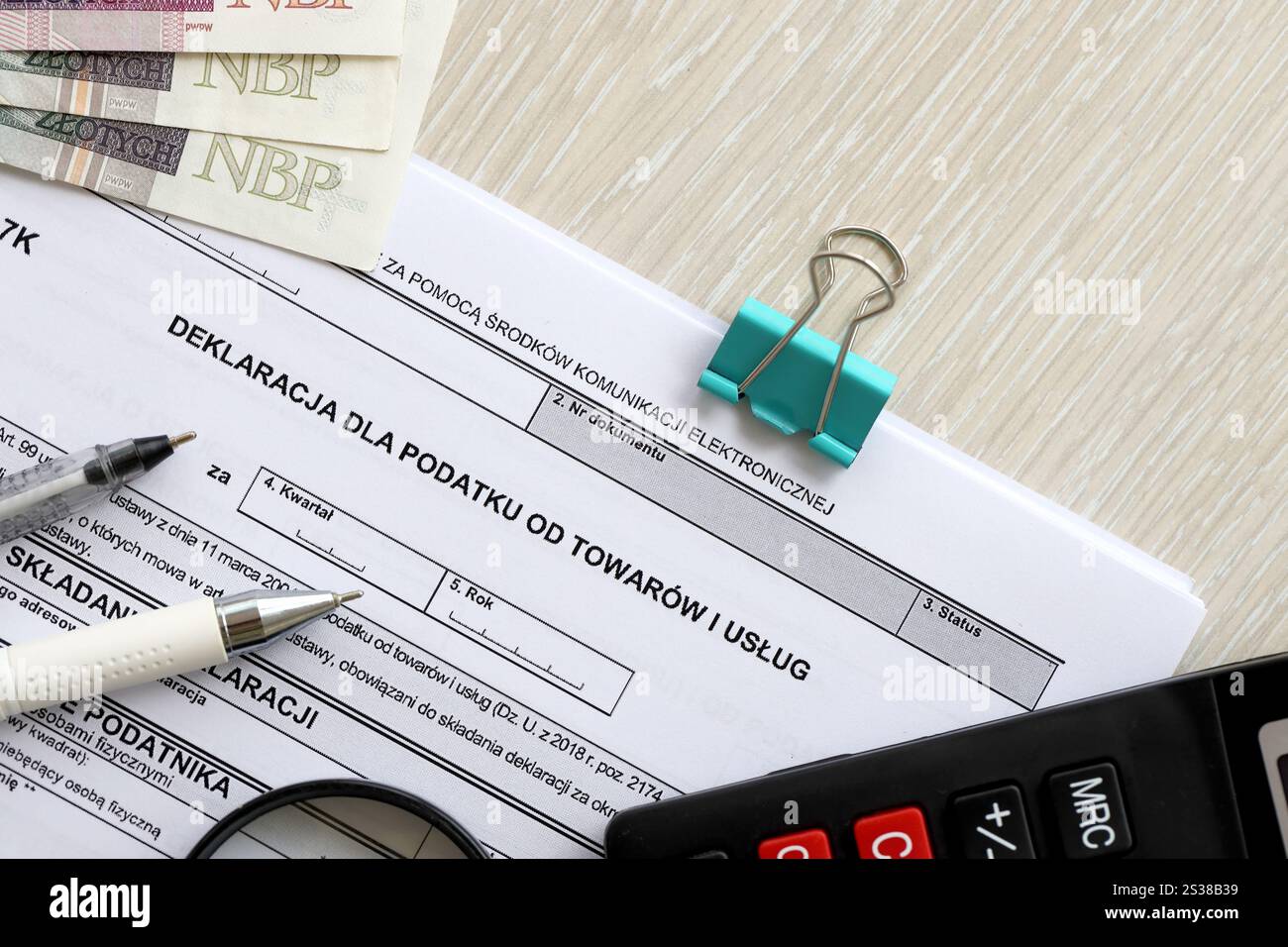 Declaration for tax on goods and services VAT-7K form on accountant ...