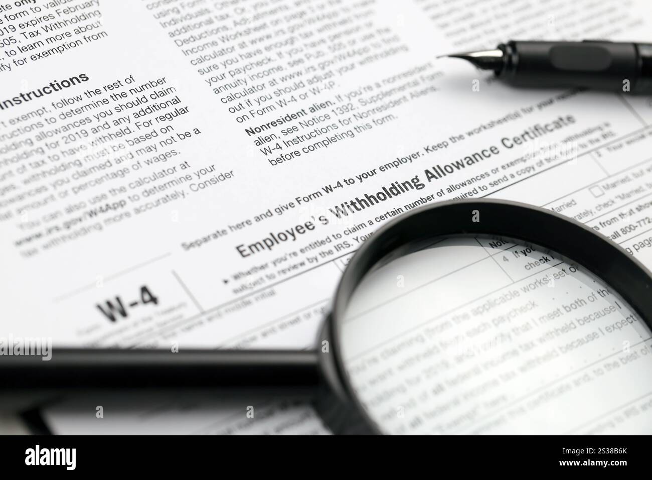 IRS Form W-4 Employees withholding allowance certificate blank on A4 ...