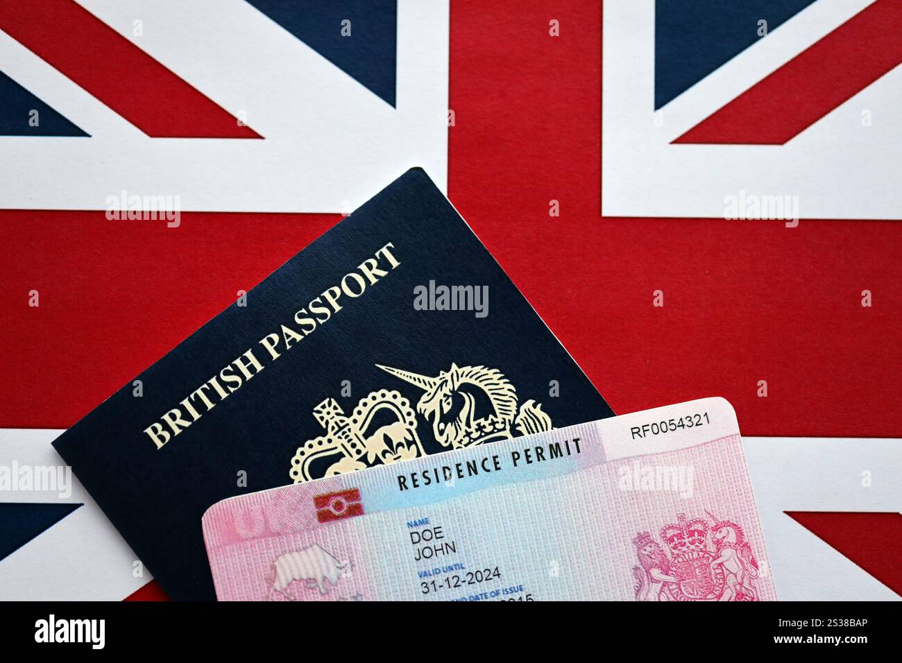Residence Permit BRP card and British Passport of United Kingdom on ...