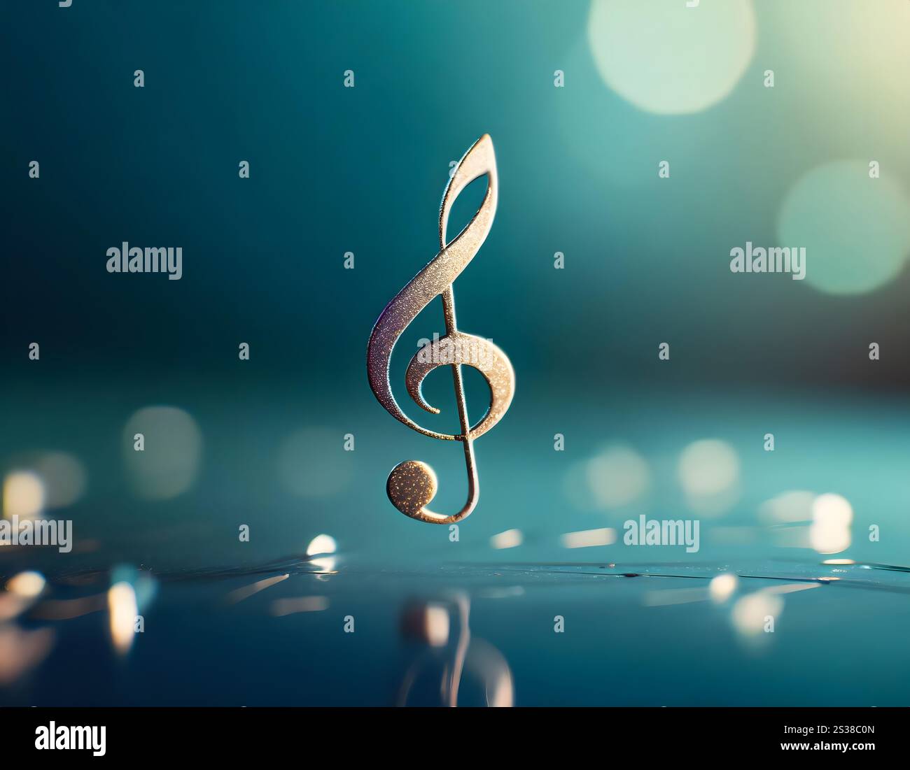 A single musical note, shaped like an eighth note, is floating ...