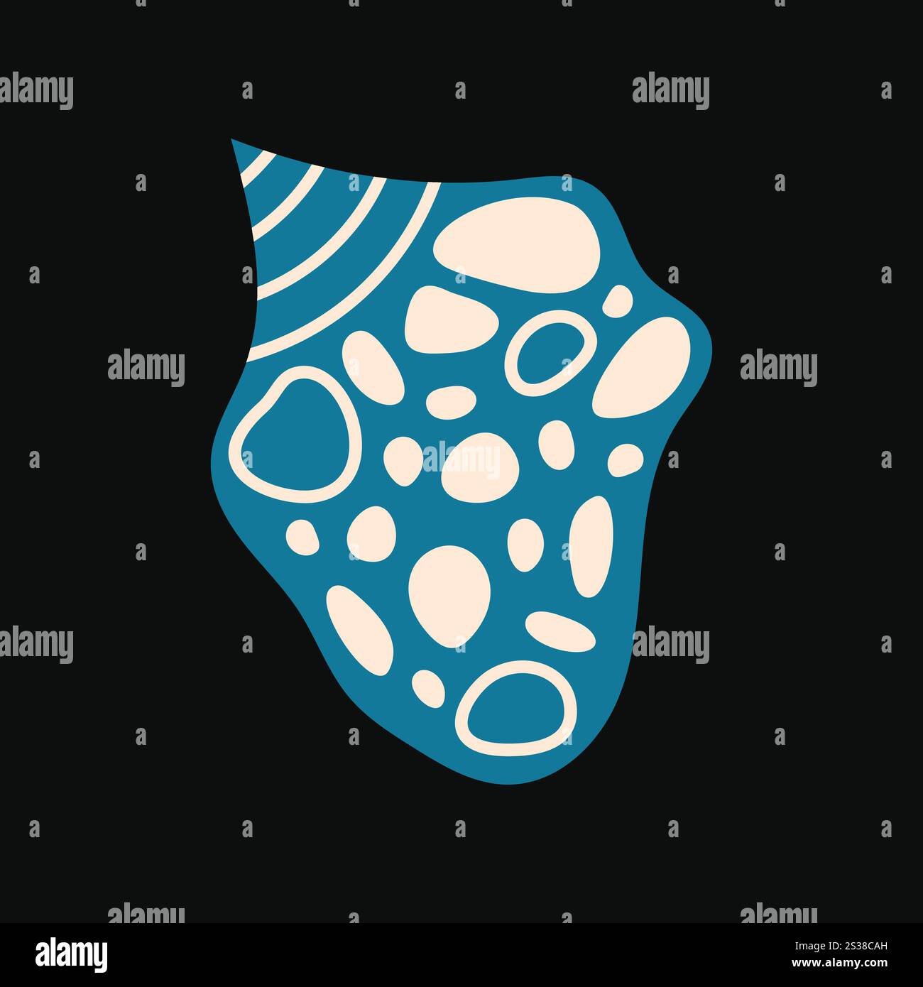 Blue Vector Seashell Illustration with Pebble Style Patterns Stock ...