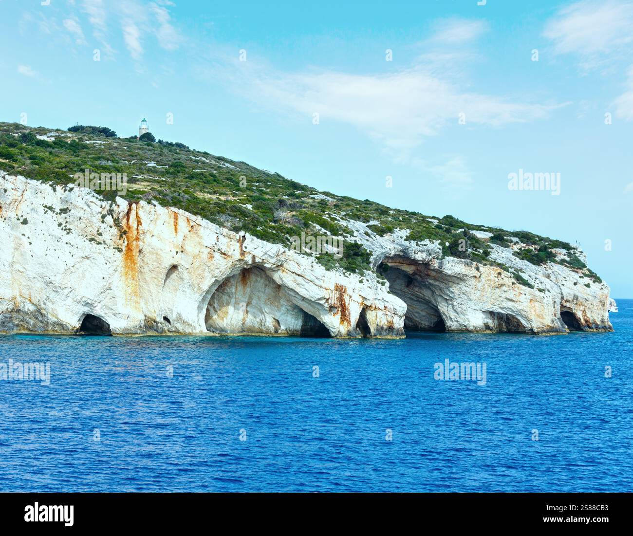 View of Blue Caves from ferry (Zakynthos, Greece, Cape Skinari Stock ...