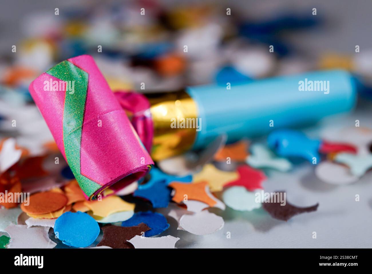 Colourful party kazoo horn stillife concept photo with text space Stock ...