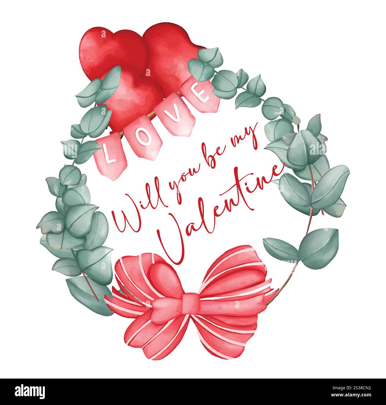Watercolor valentine's day element Vector Art, Watercolor Valentine ...