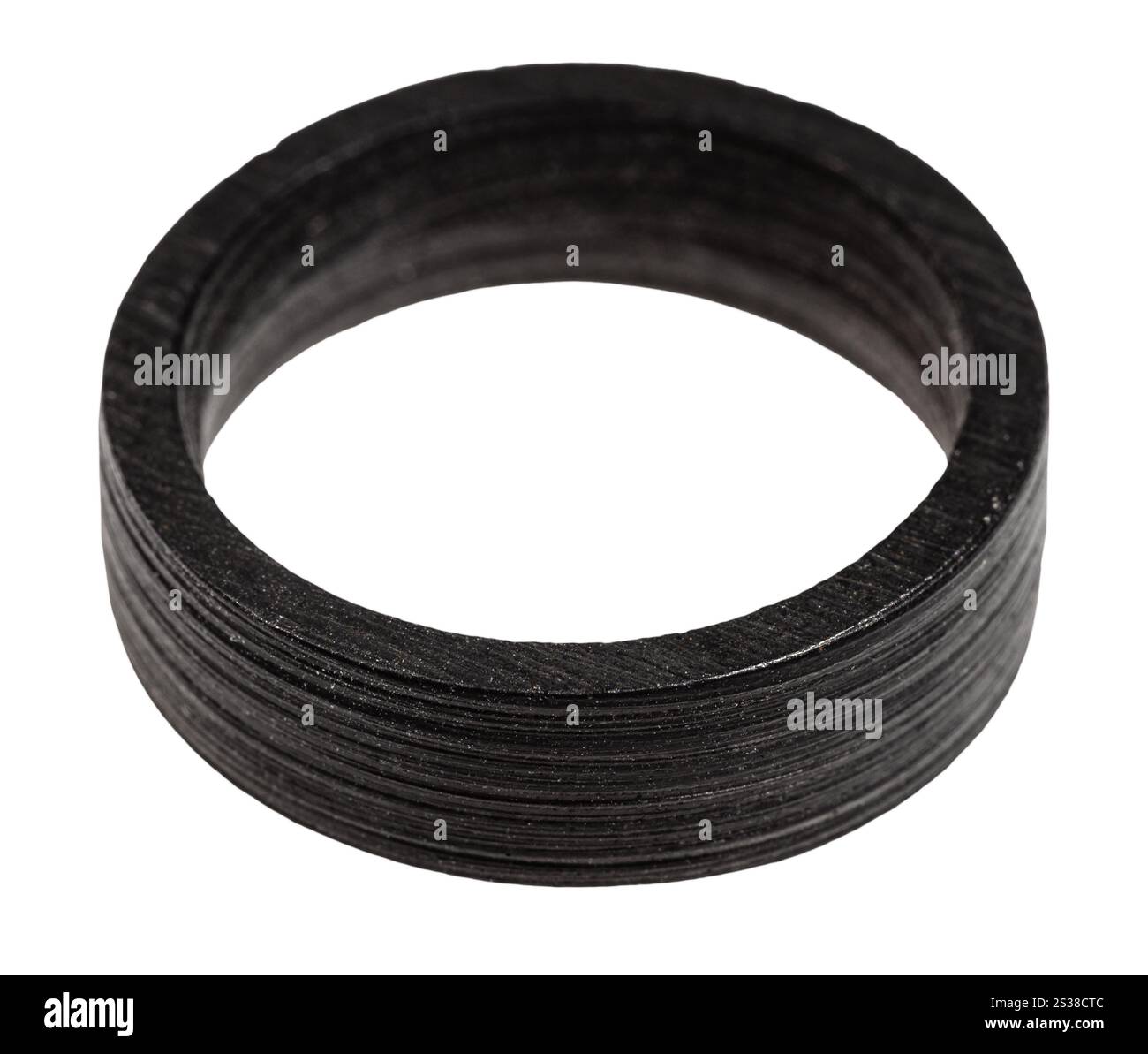 ring carved from natural Jet stone close up isolated isolated on white ...