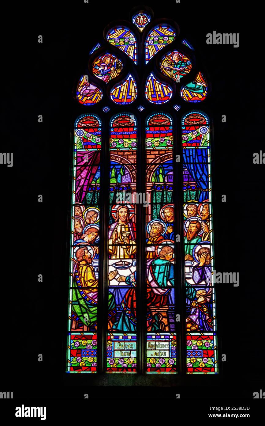 Stained glass window in a church Stock Photo - Alamy