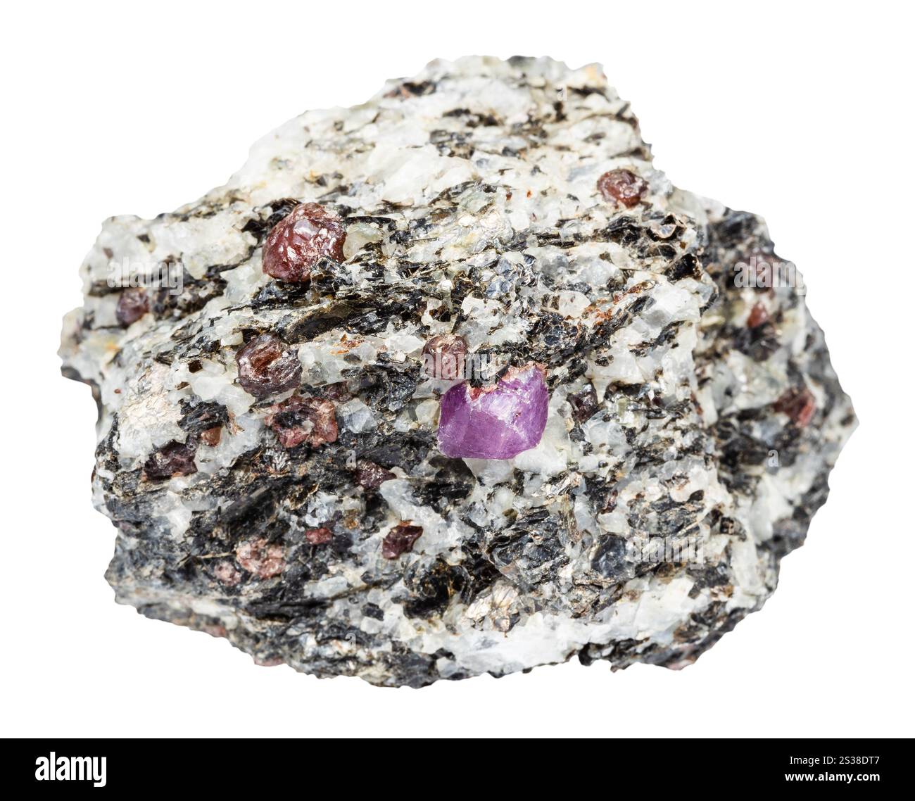 close up of sample of natural stone from geological collection - ruby ...