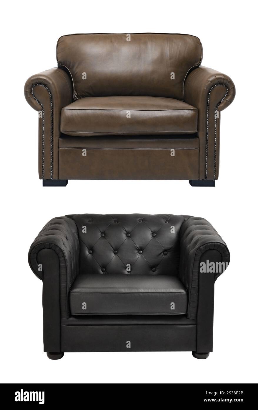 expensive leather arm chairs isolated on white background. expensive ...