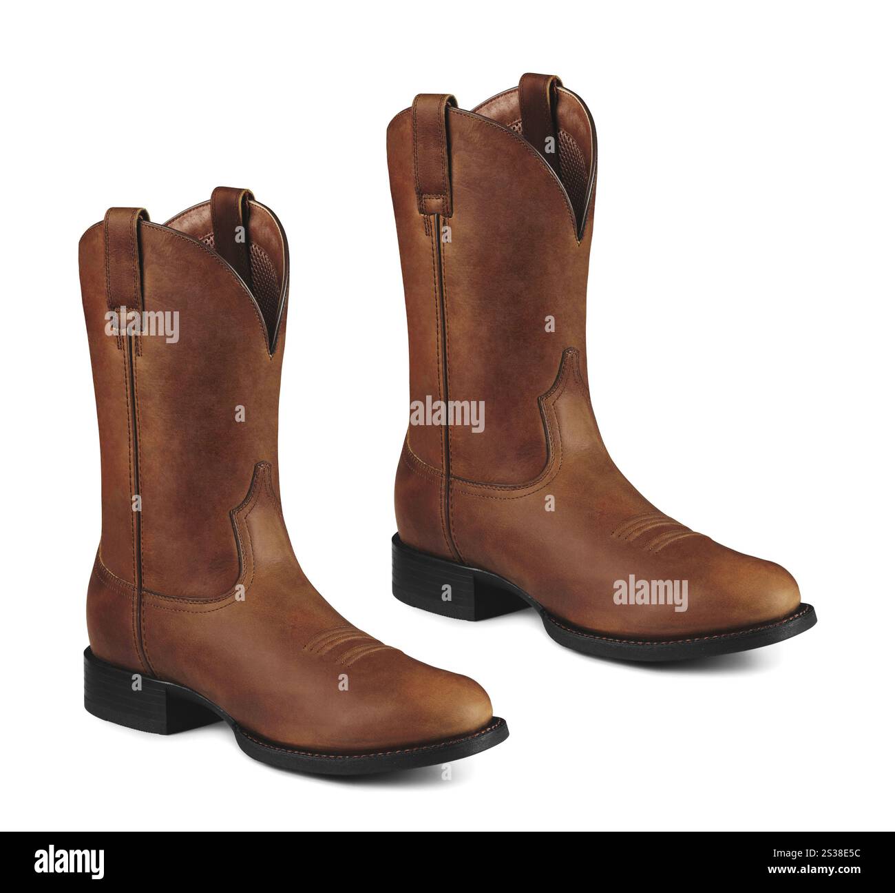 Brown Cowboy Boots isolated on white background. Brown Cowboy Boots ...