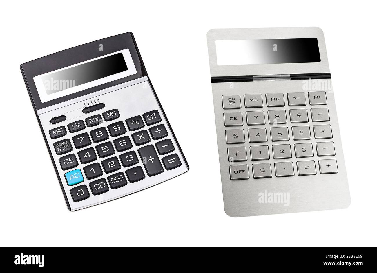 Calculators isolated on white background Stock Photo - Alamy