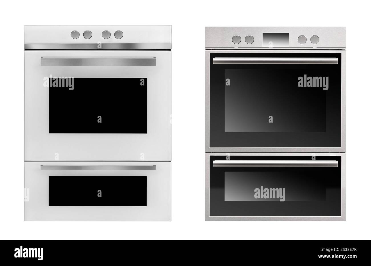 Modern gas cookers isolated on white background Stock Photo - Alamy